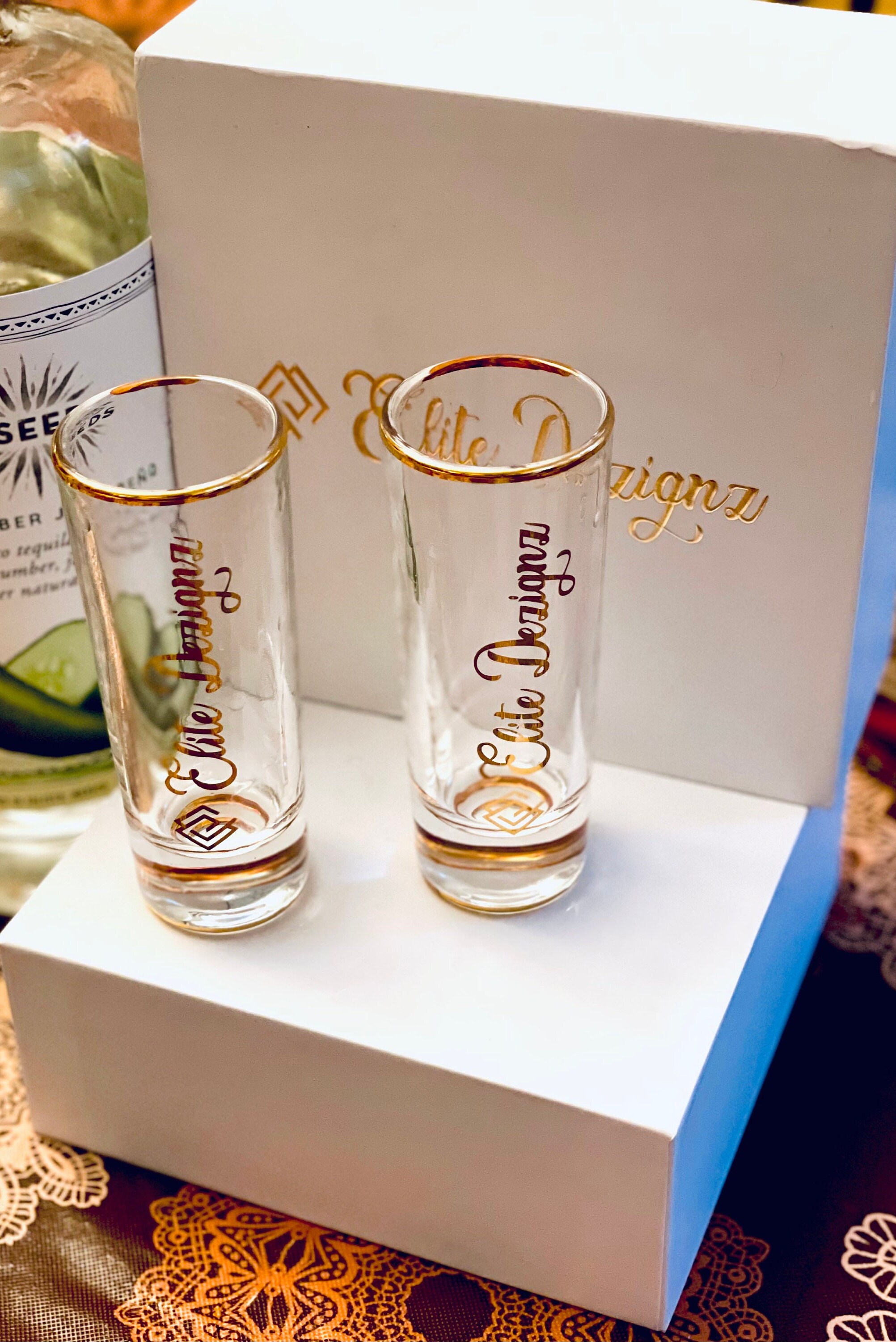 Shot Glass Gold Trim Signature Set by Elite Dezignz - Etsy