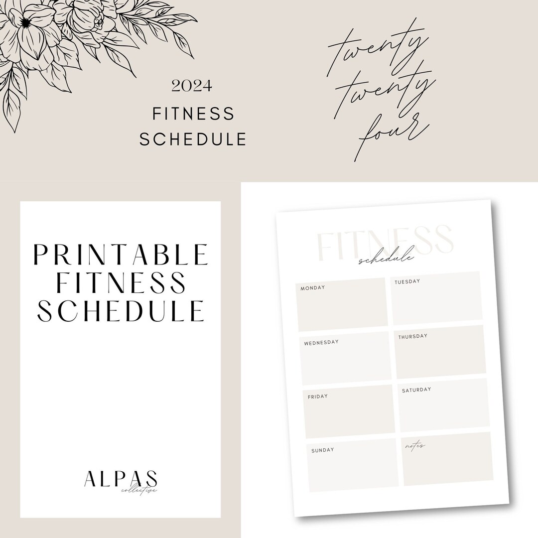 Fitness Schedule 2024 Printable Planner Page - Life Planner, Weekly ...