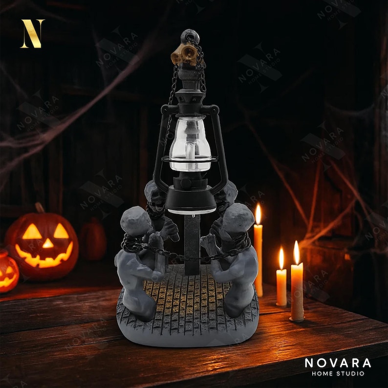 Gothic Horror Zombie Lamp, Hand-painted Resin Lantern With LED ...