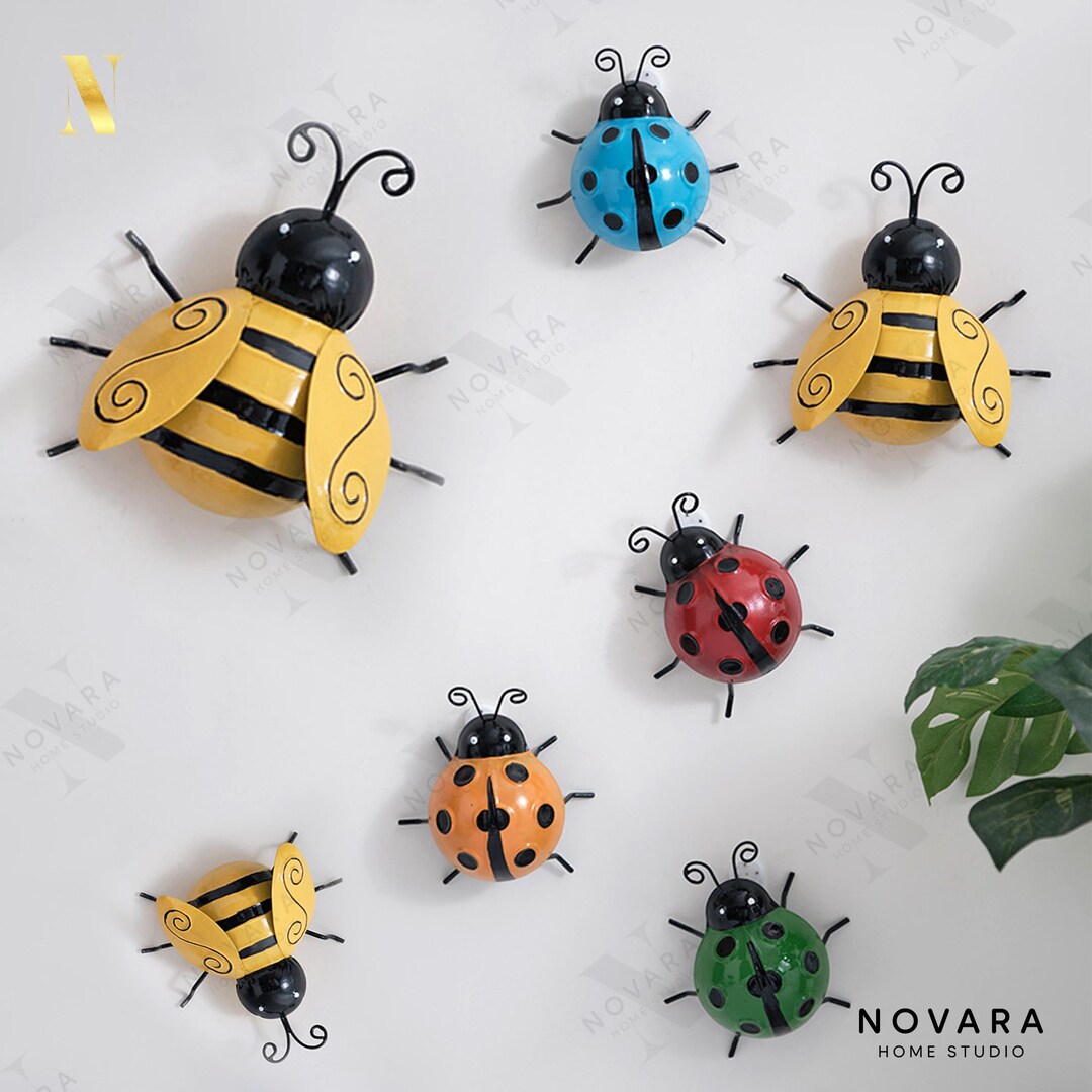 Ladybug Outdoor Decor, Bug Metal Yard Ornaments, Insect, Small Bees ...