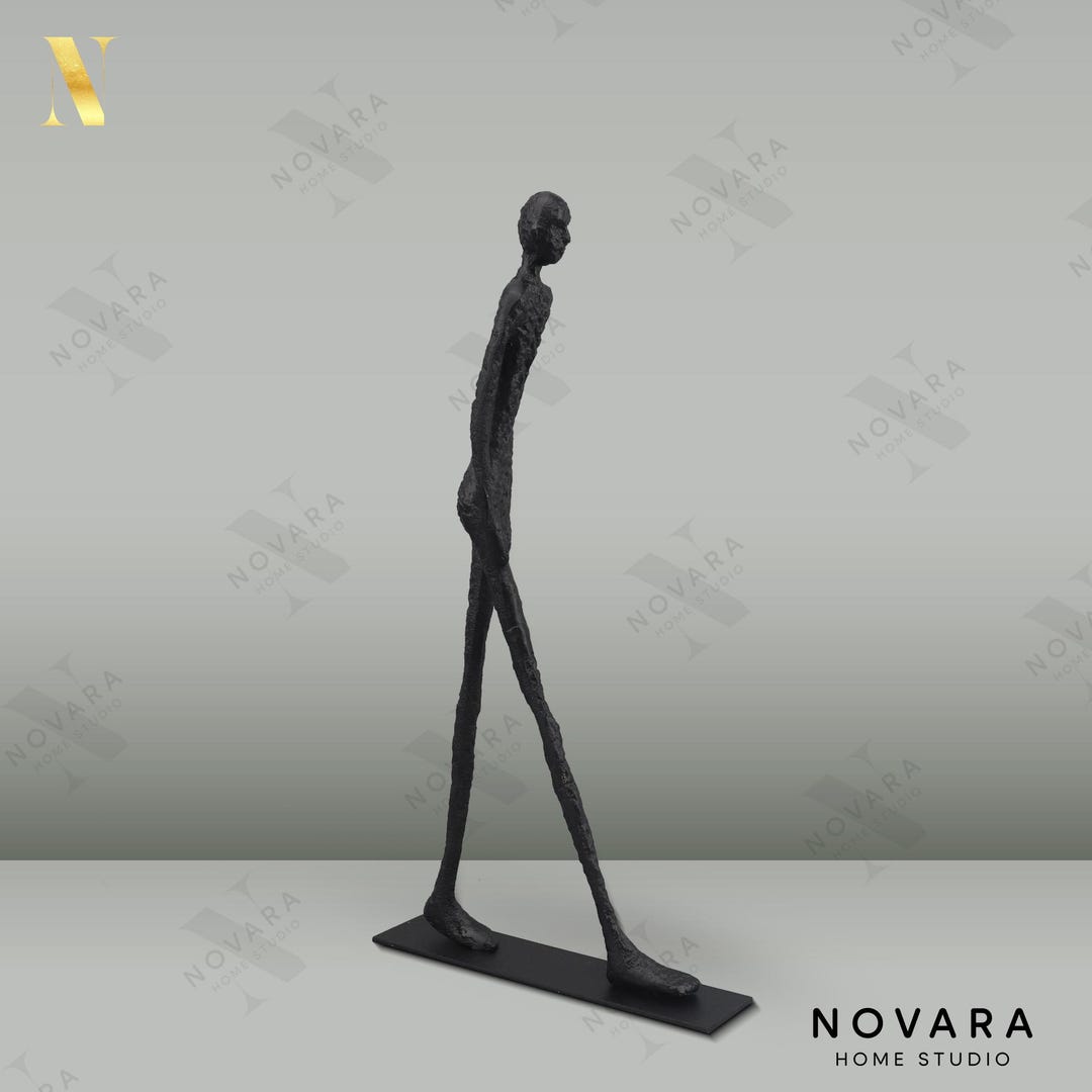 Modern Abstract Human Figure Sculpture, Vintage Walking Man Cast Iron ...