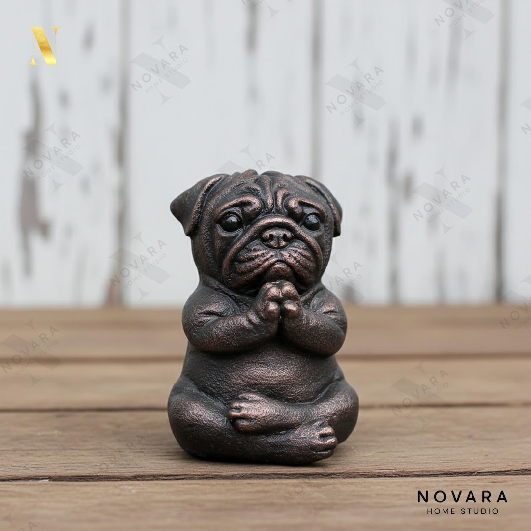 Meditating Pug Decoration, Zen Dog Sculpture Meditation Decor ...