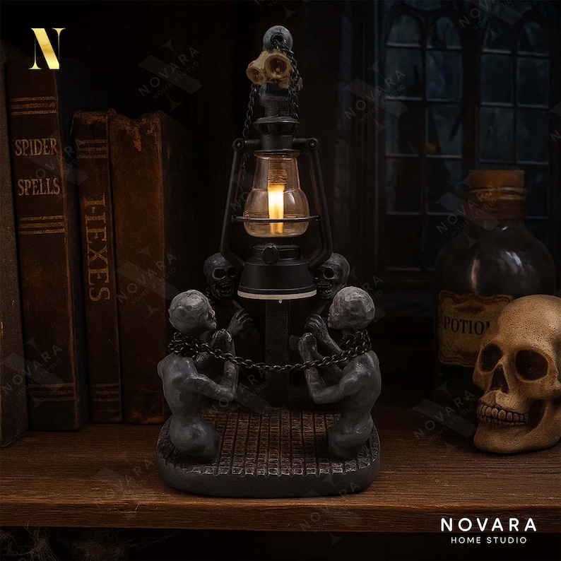 Gothic Horror Zombie Lamp, Hand-painted Resin Lantern With LED ...