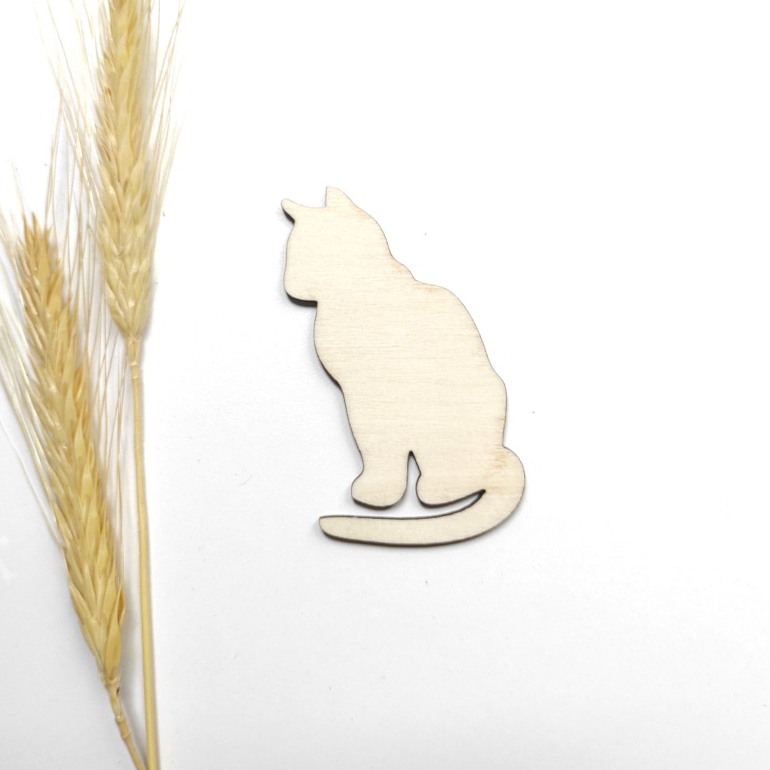 Wooden Cat Shapes, Unfinished Wooden Cat Craft, Laser Cut Cat - Etsy