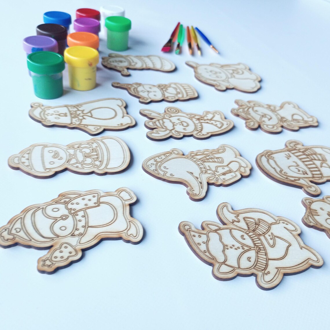 Wooden Craft for Kindergarten, Wooden Shapes to Paint, DIY Set for ...