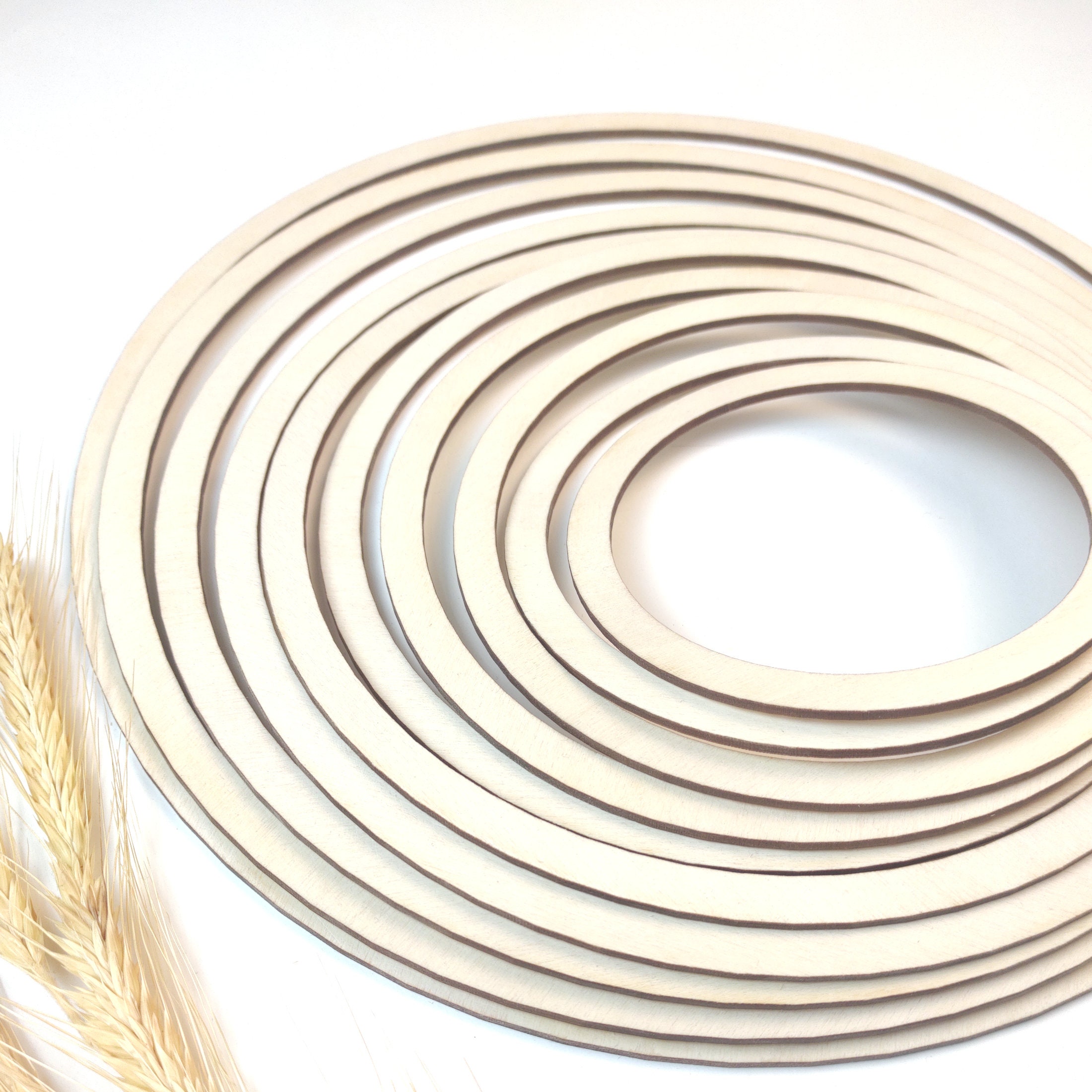 Wooden Macrame Hoops, Wooden Circle, Round Dreamcatcher Ring, Macrame ...