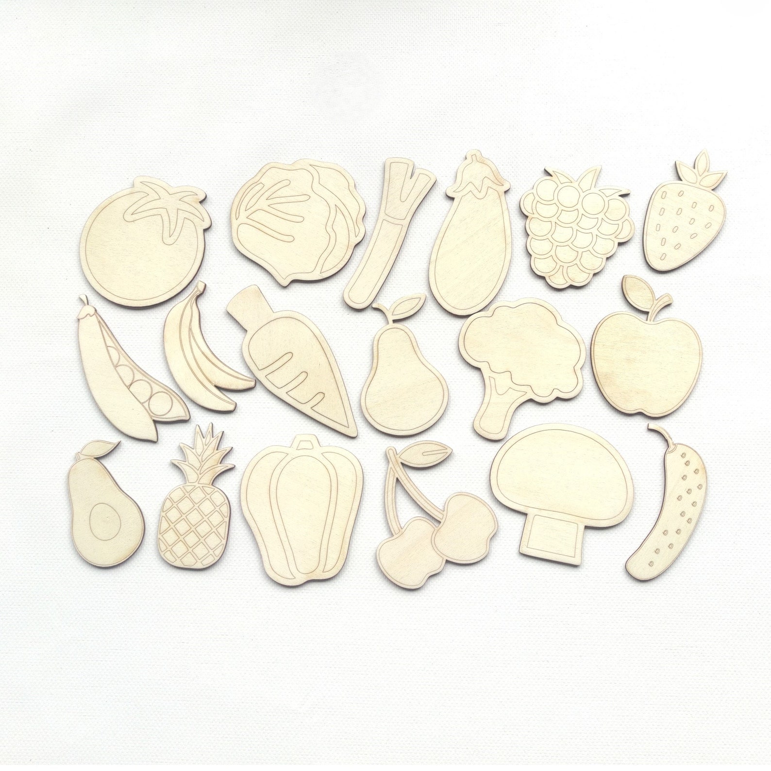 Unfinished Fruit, Vegetables Blanks for Kids to Paint, Craft for Kids ...