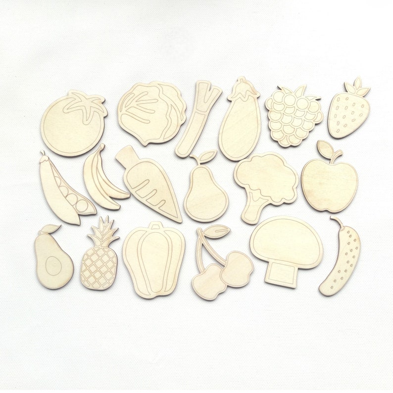 Unfinished Fruit, Vegetables Blanks for Kids to Paint, Craft for Kids ...
