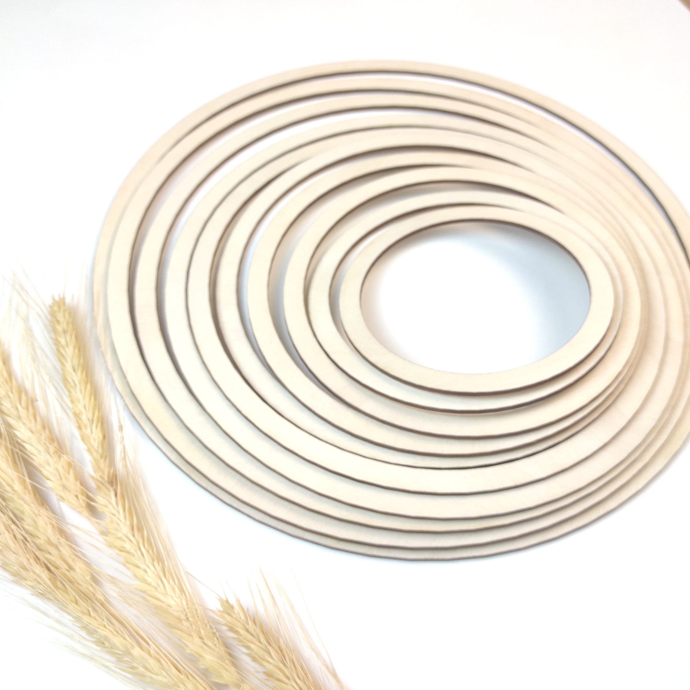 Wooden Macrame Hoops, Wooden Circle, Round Dreamcatcher Ring, Macrame ...