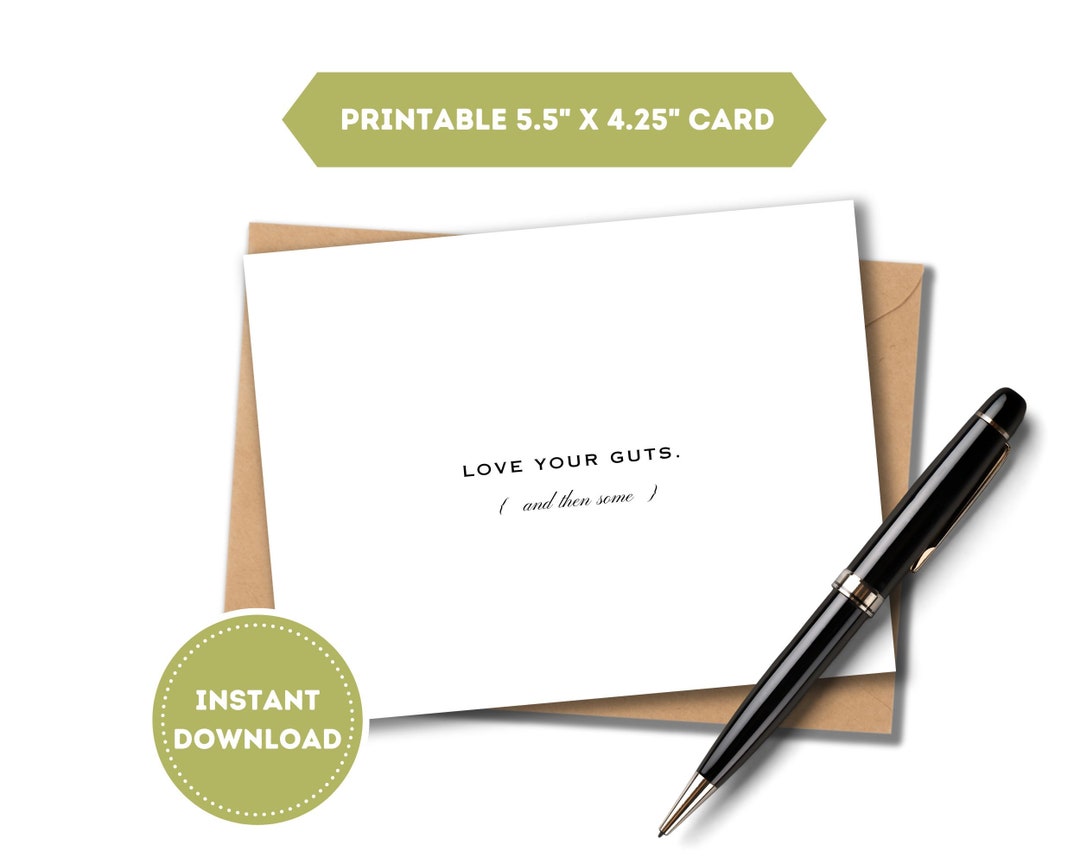 Printable Card — Love Your Guts (and Then Some) - Etsy