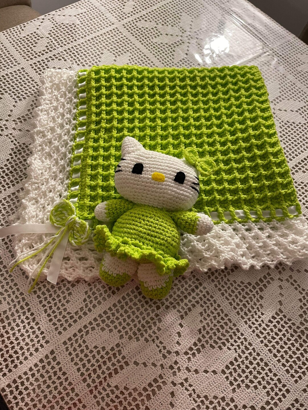 Handmade Crochet Hello Kitty Doll With Matching Baby Blanket!! - Etsy
