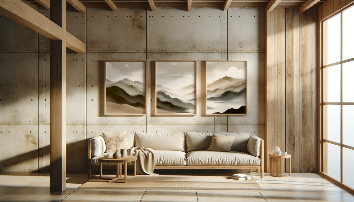 Set of 3 Japanese Landscape Wall Arts, Japandi Poster, Japanese Artwork ...