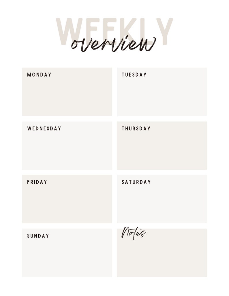 Printable Daily Planner Including Weekly Overview - Etsy