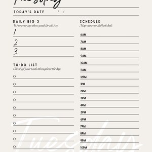 Printable Daily Planner Including Weekly Overview - Etsy