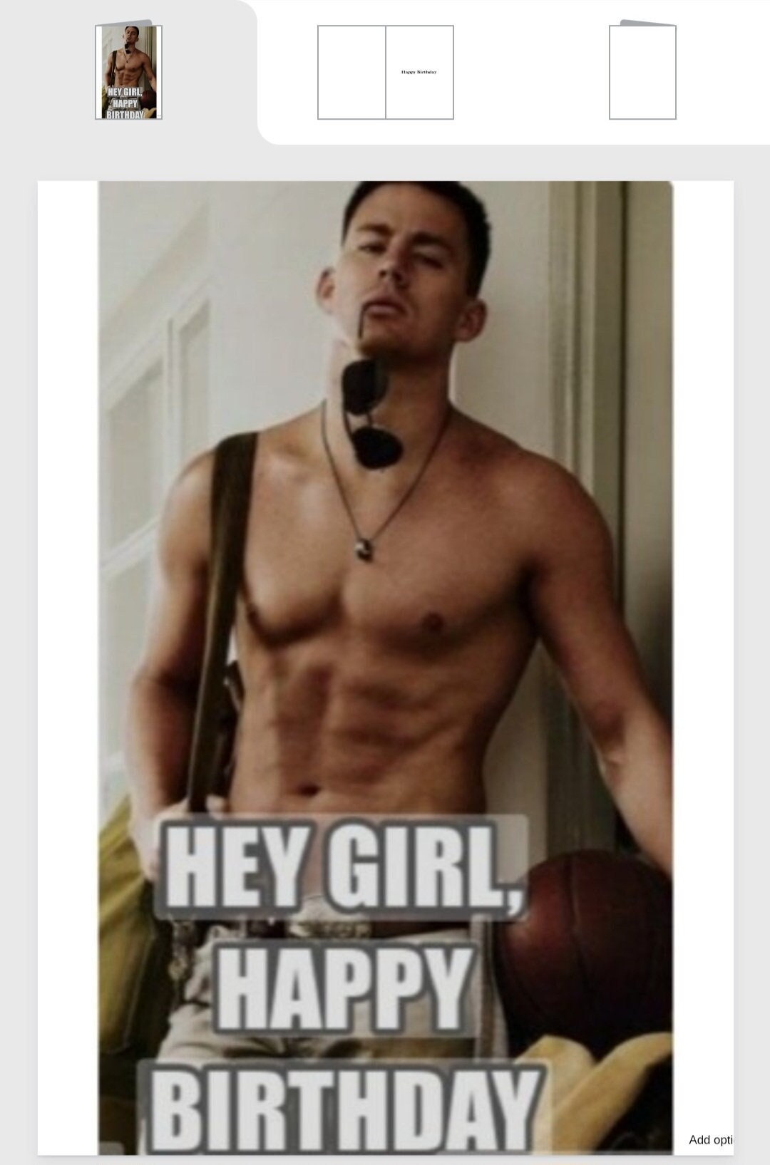 Channing Tatum Birthday Card -- Hey Girl Happy Birthday - Etsy