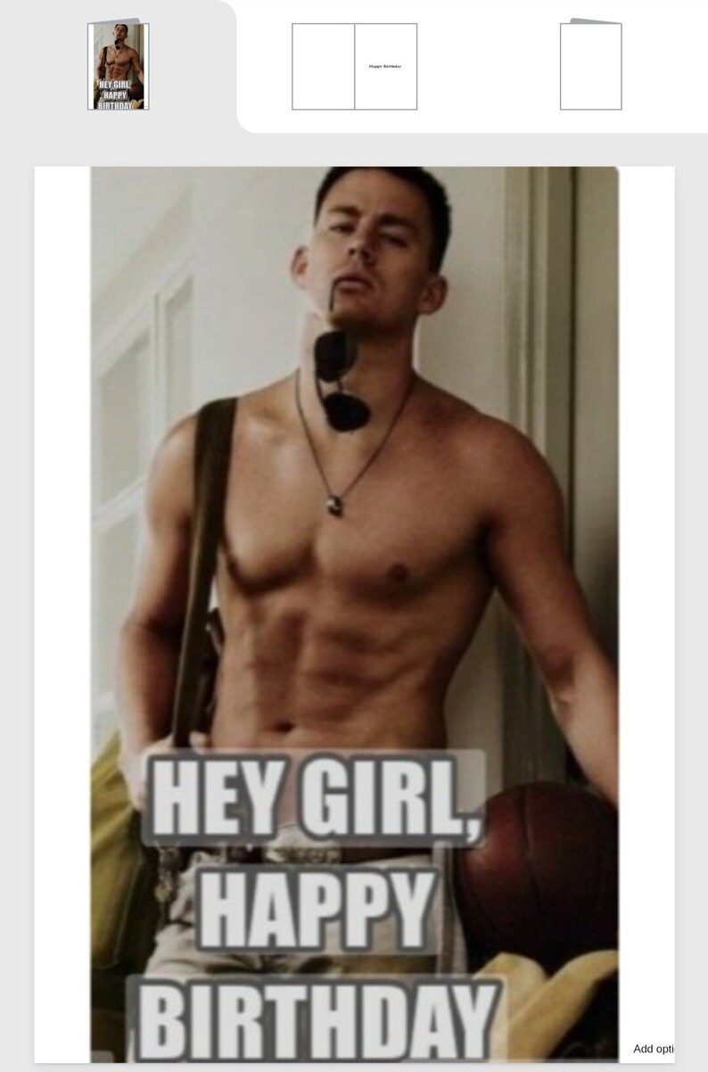 Channing Tatum Birthday Card Hey Girl Happy Birthday - Etsy