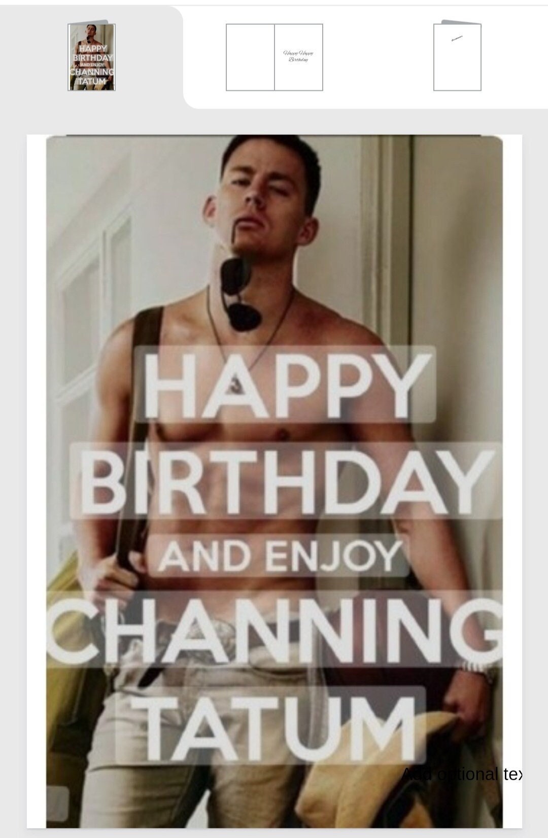 Channing Tatum Birthday Card -- Happy Birthday and Enjoy Channing Tatum ...