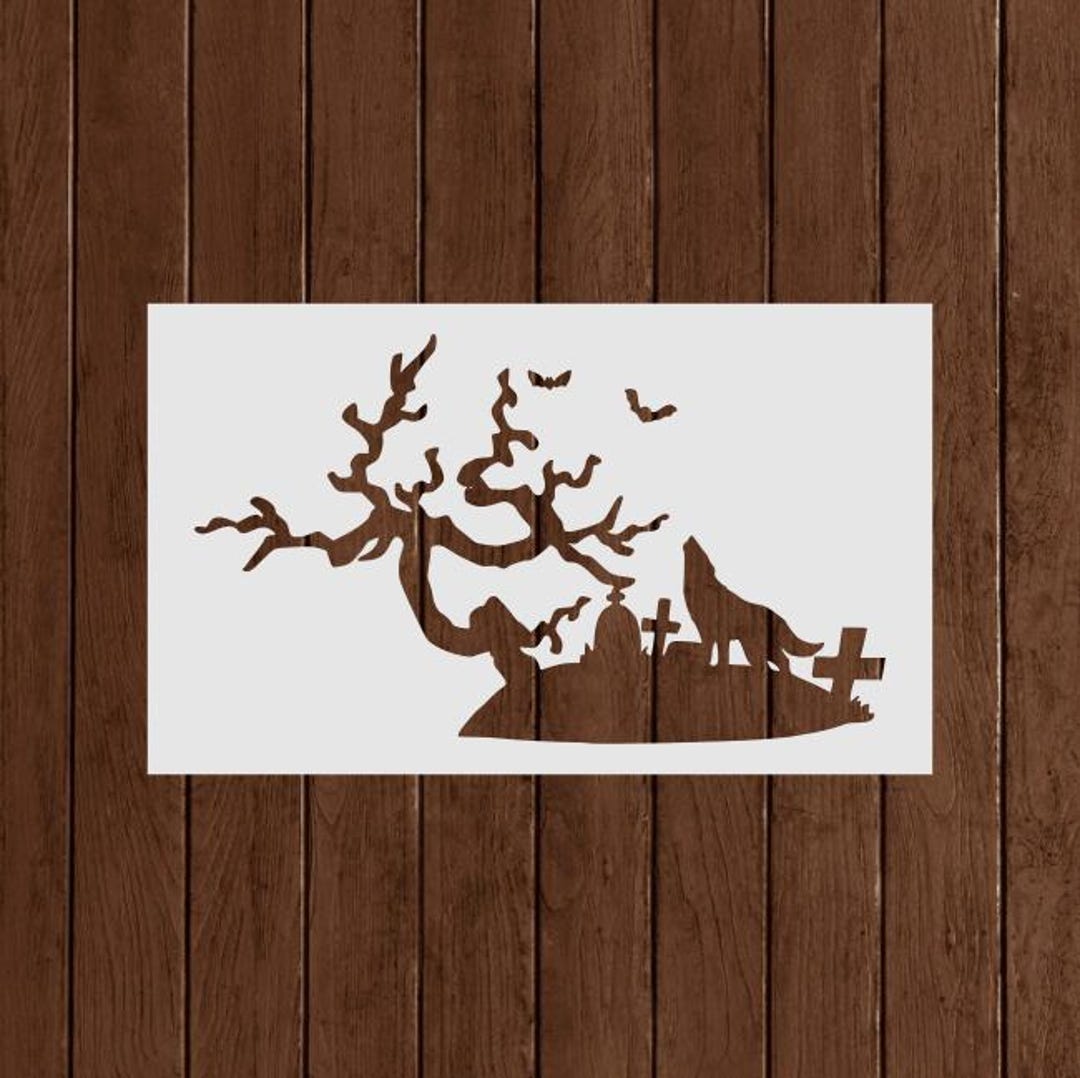 Graveyard Stencil - Reusable Graveyard Stencil - DIY Craft Stencil ...