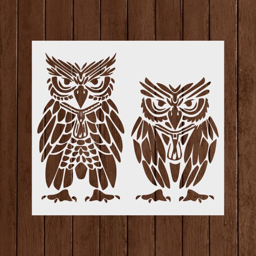 Two Owls Stencil, Reusable Two Owls Stencil, DIY Craft Stencil, Large ...