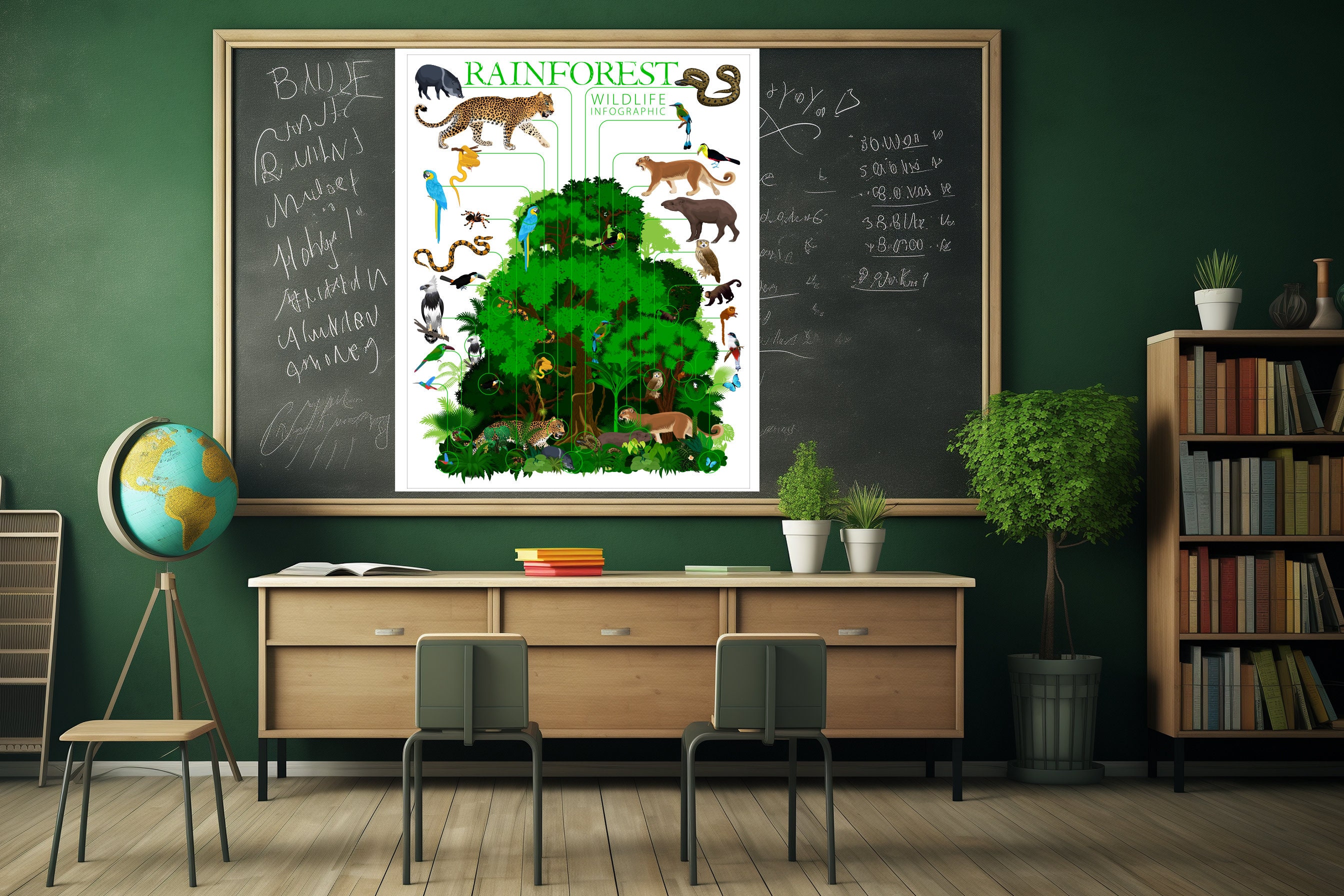 Vector Tropical Jungle Rainforest Wildlife Infographic - Etsy