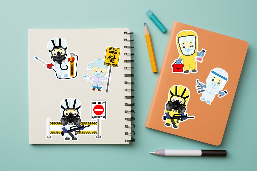 Set of Vector Sticker Pack CDC Infectious Disease Doctor, Disinfector ...