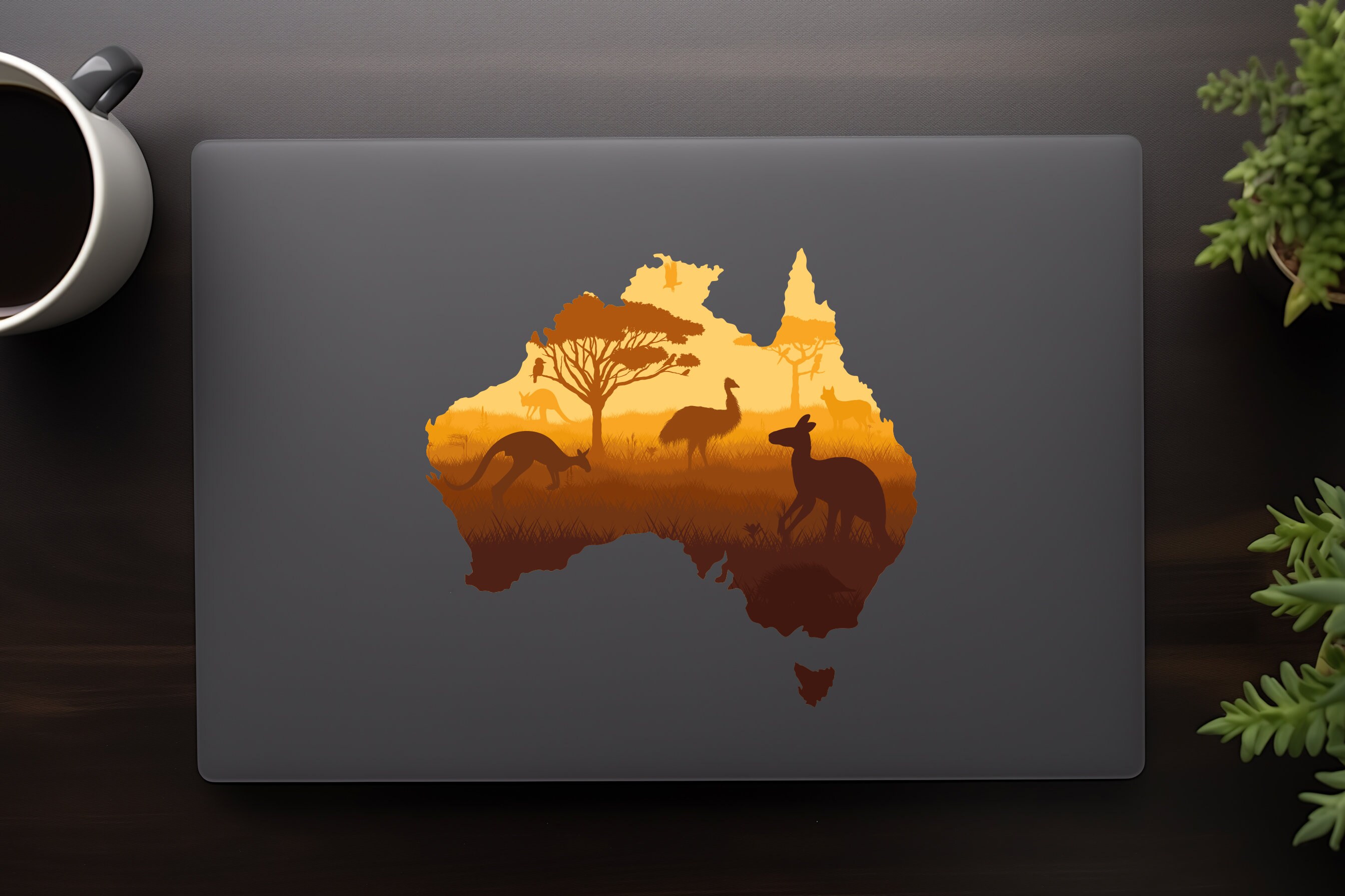 Vector Map of Australia With Desert, Kangaroo, Cockatoo, Dingo, Echidna ...