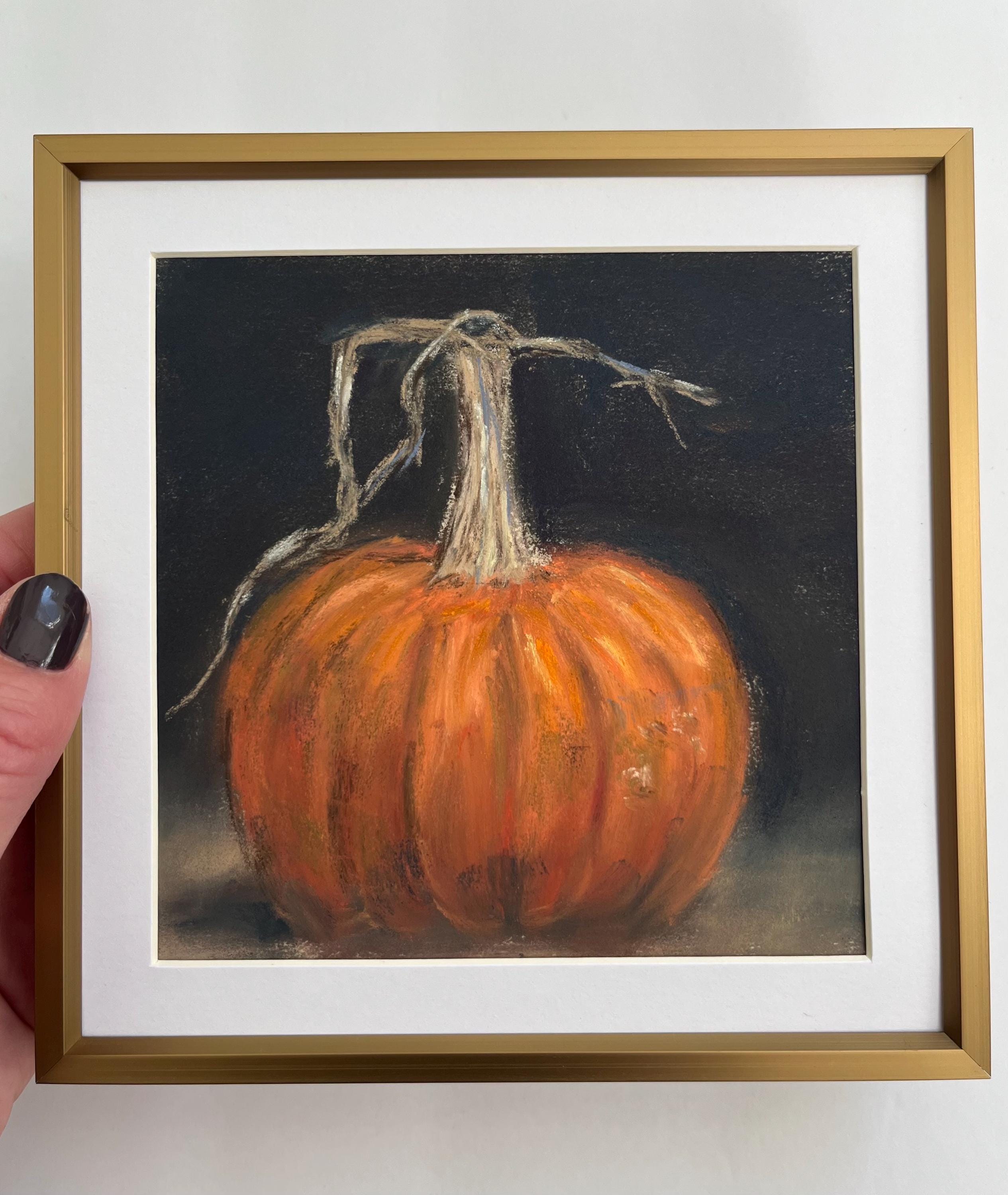 Original Pumpkin Pastel Painting – Autumn Wall Art, Fall Harvest Home ...