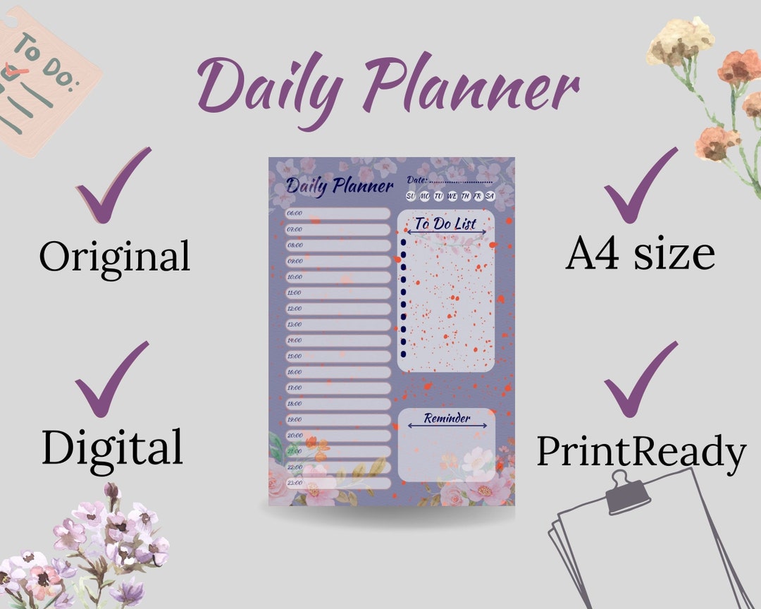 Floral Digital Planner Printable Planner Daily Journal for Kids Daily ...