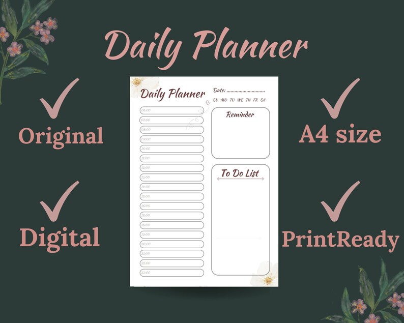 Floral Digital Planner Printable Planner Daily Journal for Kids Daily ...