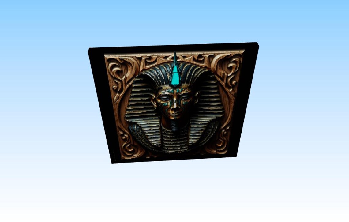 Egyptean Pharaoh 3D STL File, Cnc Router Relief, Ancient Egypt Wood ...