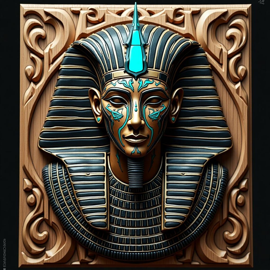 Egyptean Pharaoh 3D STL File, Cnc Router Relief, Ancient Egypt Wood ...