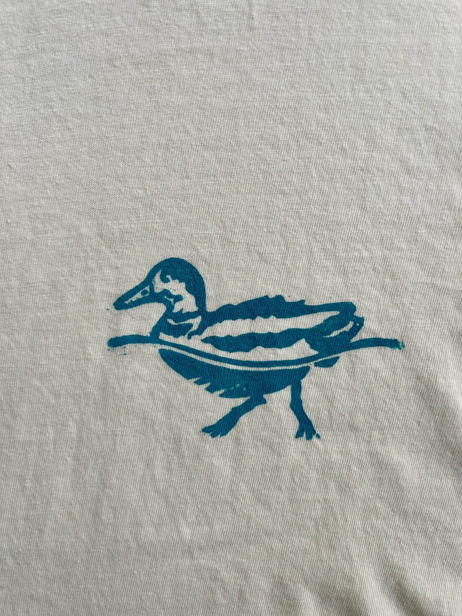 Swimming Duck Block Print Graphic Tshirt - Original Linocut Design Tee ...