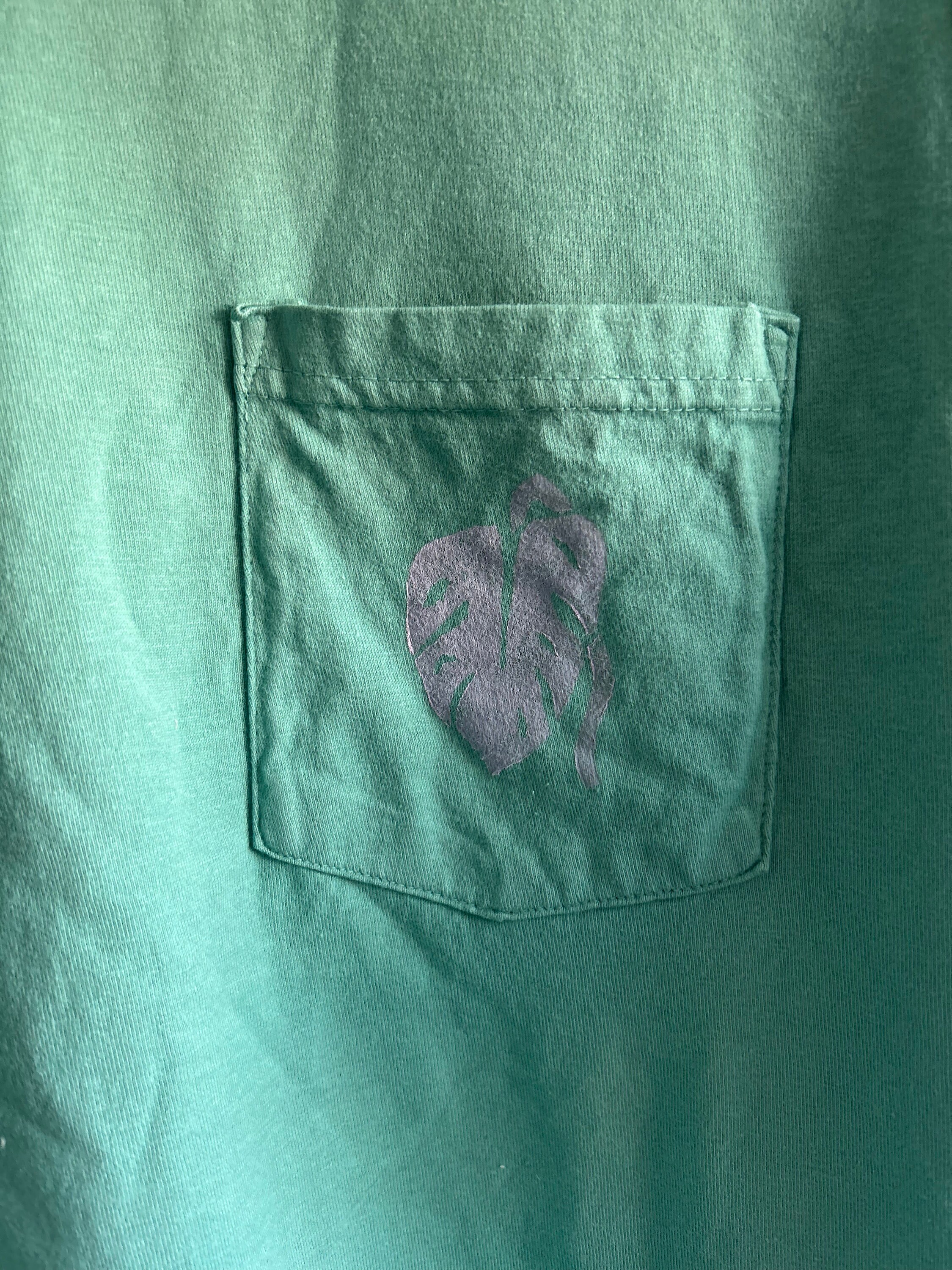 MONSTERA DELICIOSA Graphic Block Print Pocket Tee Linocut Plant Design ...