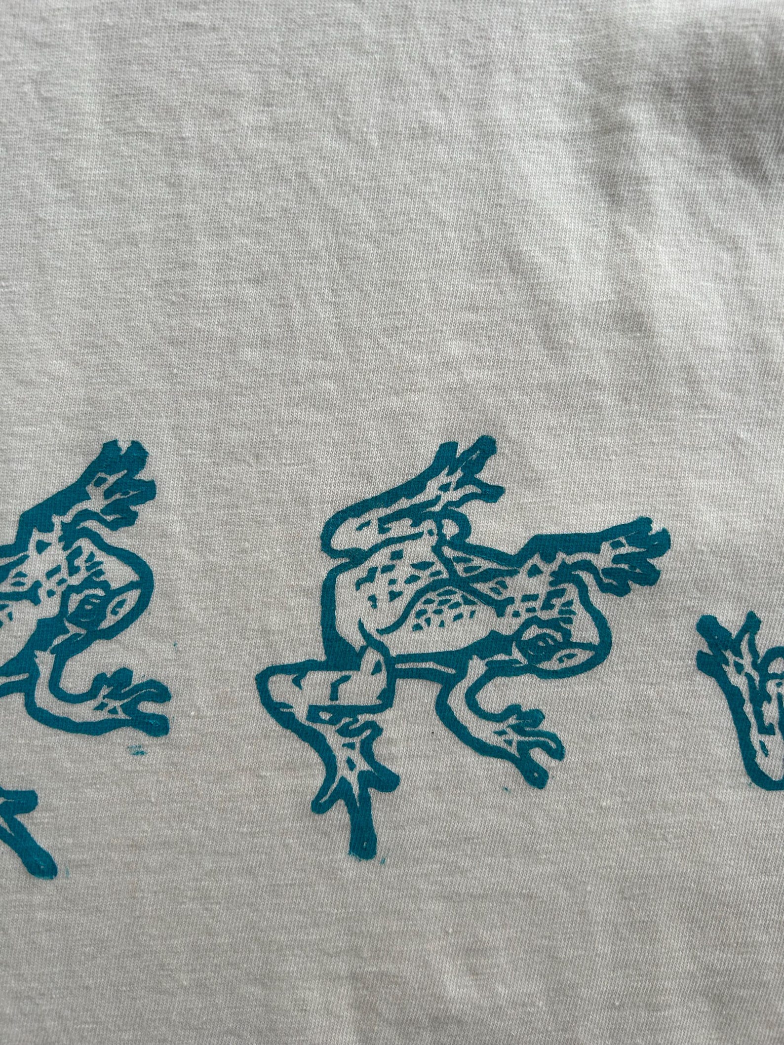 Jumping Frogs Block Print Graphic Tshirt - Original Linocut Design Tee ...