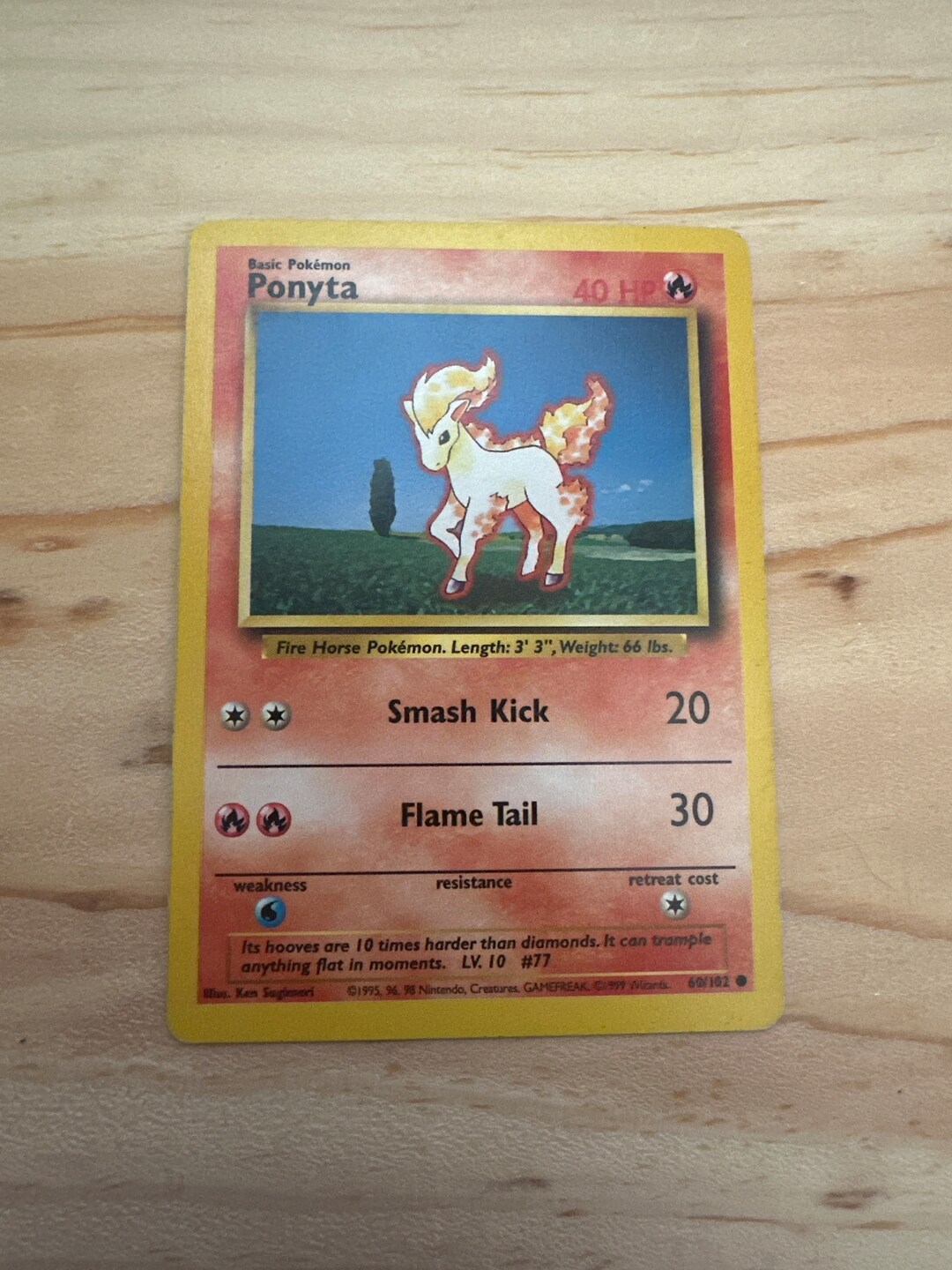 1999 Vintage - Pokémon TCG - Base Set - Ponyta 60/102 (MINT CONDITION ...