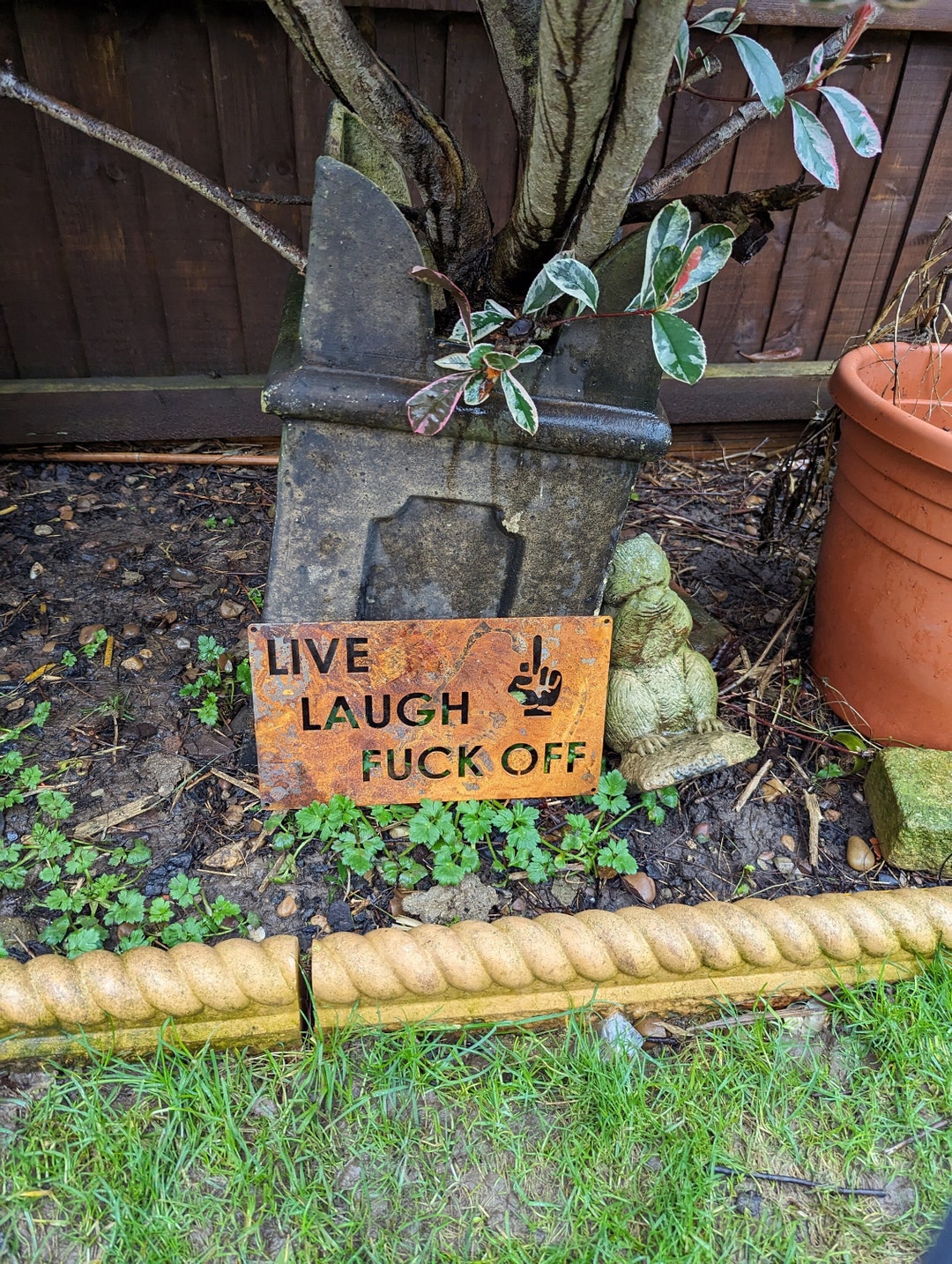 Live Laugh Rusty Rude Garden Sign - Etsy UK