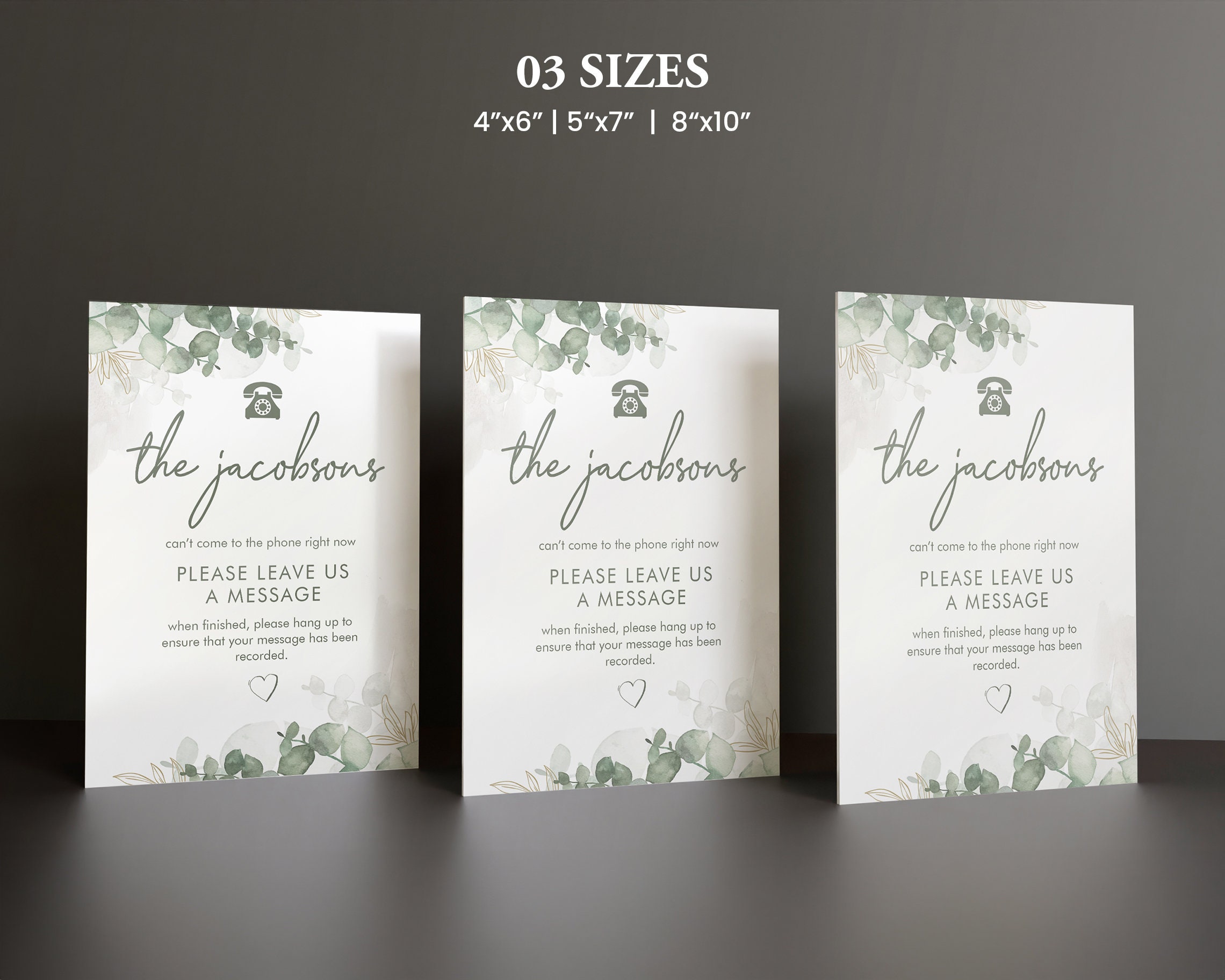 Printable Telephone Guestbook Sign Template, Greenery Audio Guestbook ...