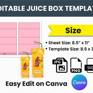 Juice Box Template Juice Box Wrapper Juice Label Template Party Juice ...