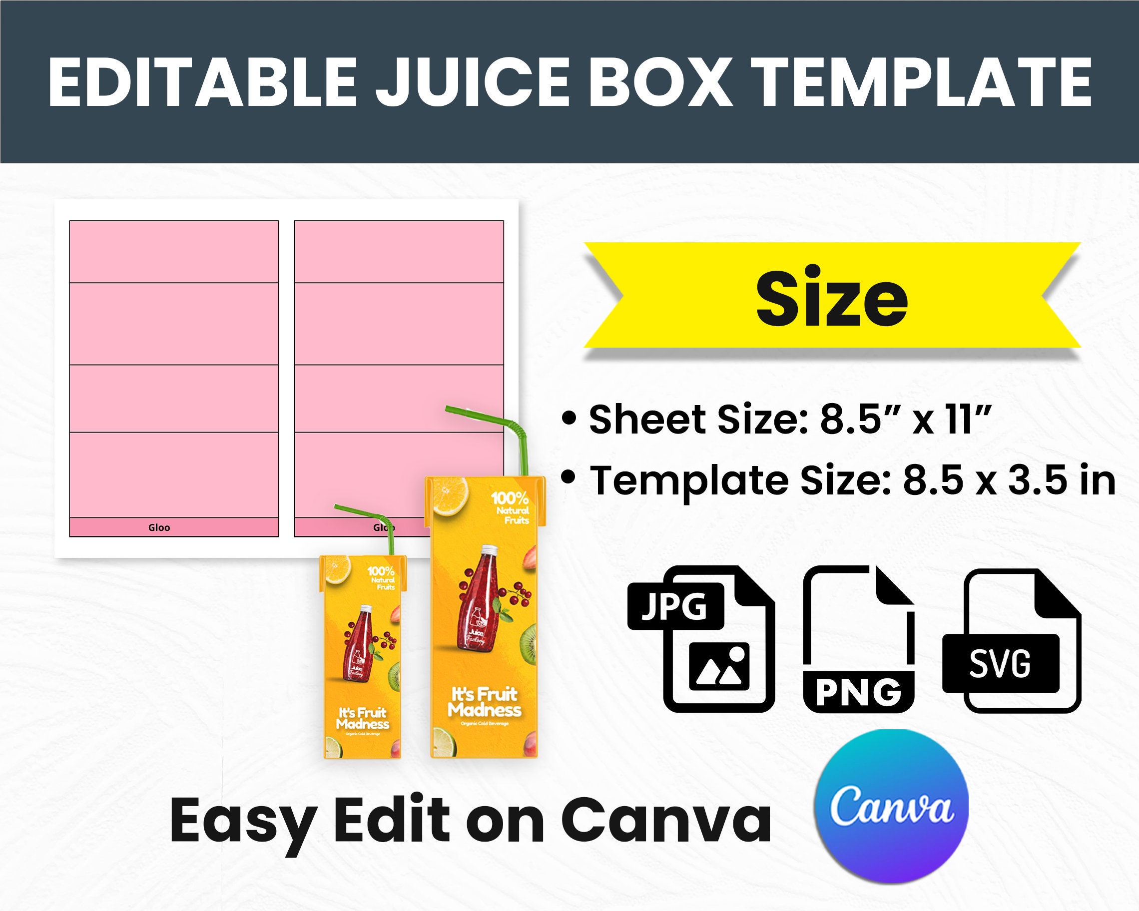Juice Box Template Juice Box Wrapper Juice Label Template Party Juice ...