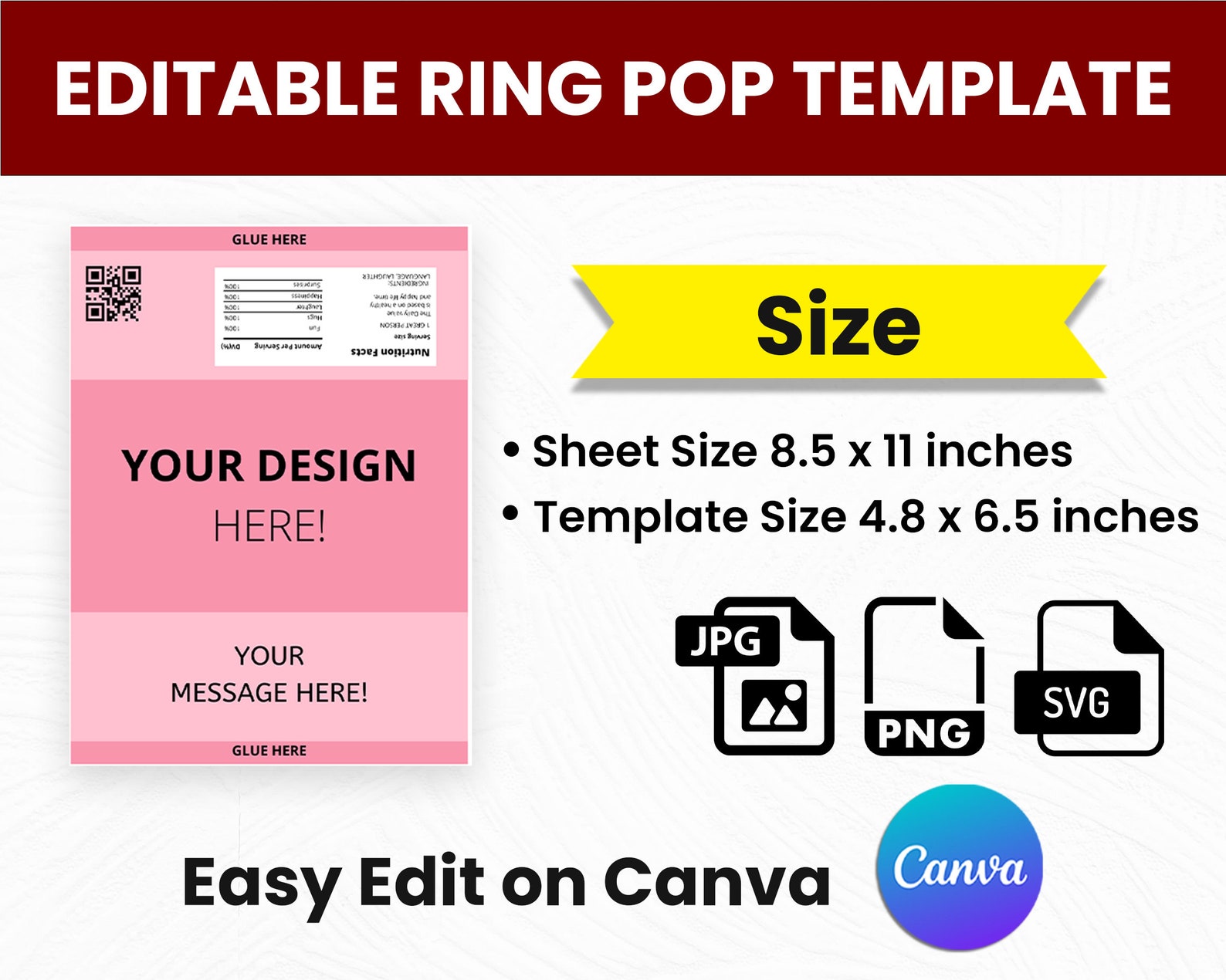 Ring Pop Template | Ring Pop Wrapper | Ring Pop Wrapper Template | Ring ...