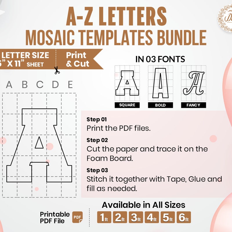 Mosaic Letters - Etsy