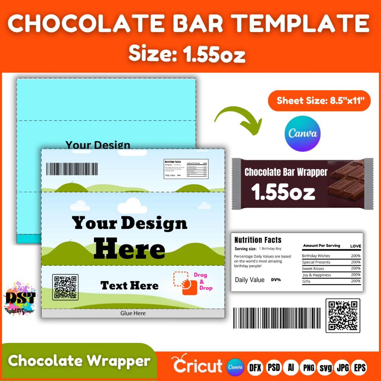 Chocolate Bar Wrapper Template, Candy Bar Wrapper, Chocolate Wrapper ...