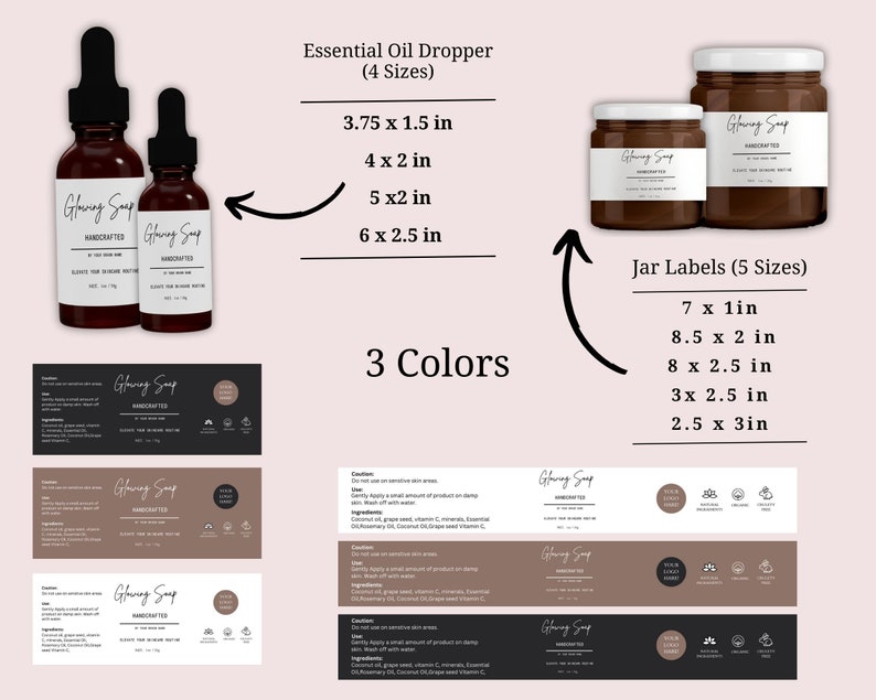 Editable Skincare Label Template,, Cosmetic Label Bundle, Minimalistic ...