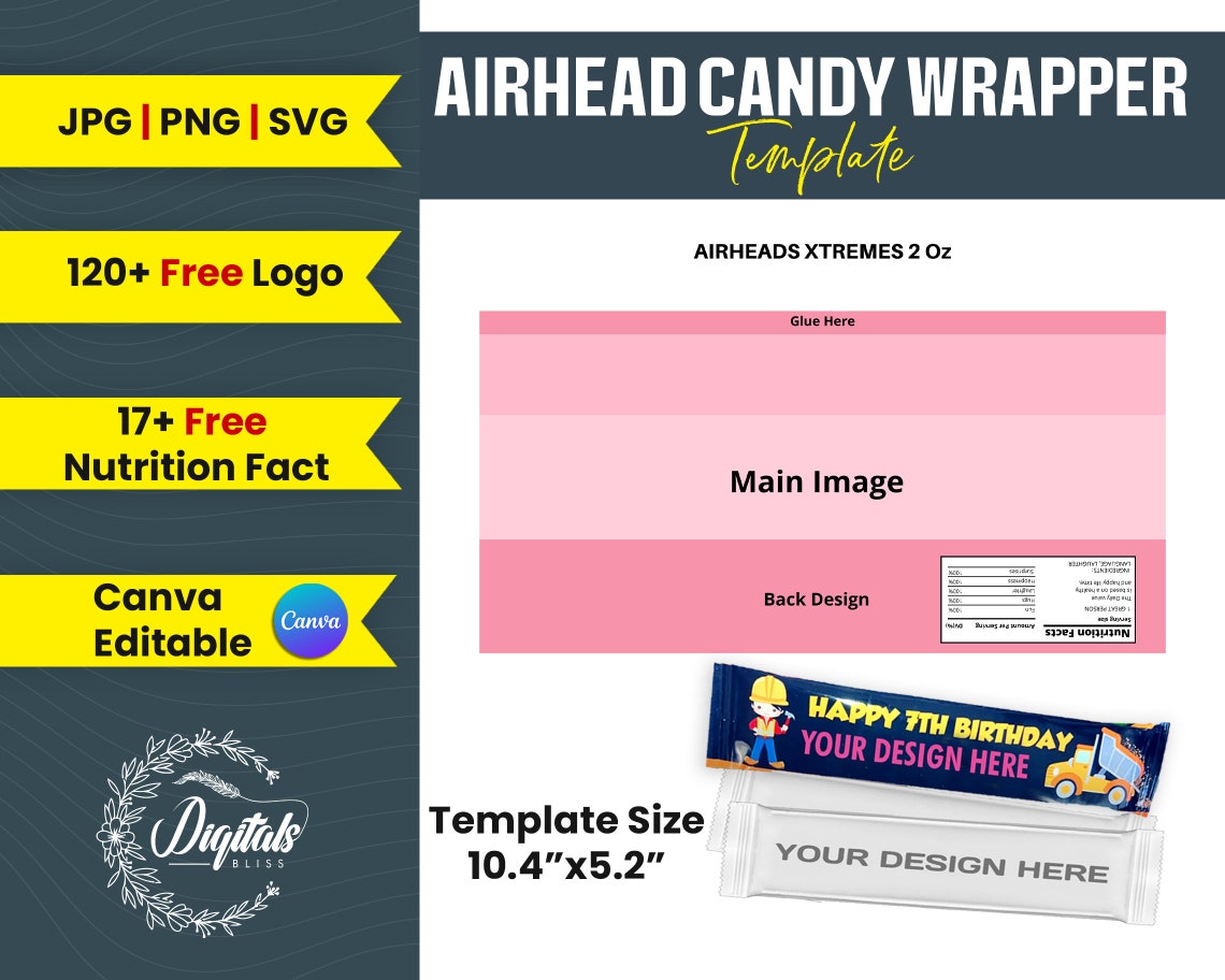 Airhead Candy Wrapper Chip Bag Template Airhead Wrapper Template Candy ...