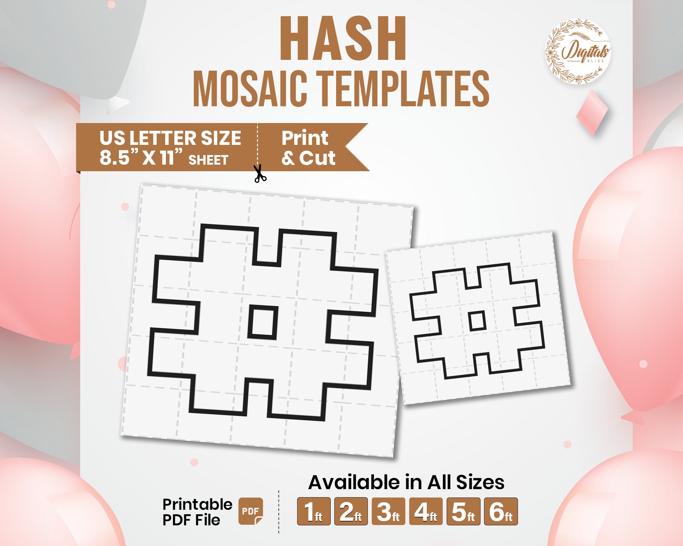 Bundle 10 Mosaic Letters & Numbers Templates,0-9 Mosaic Numbers, Heart ...