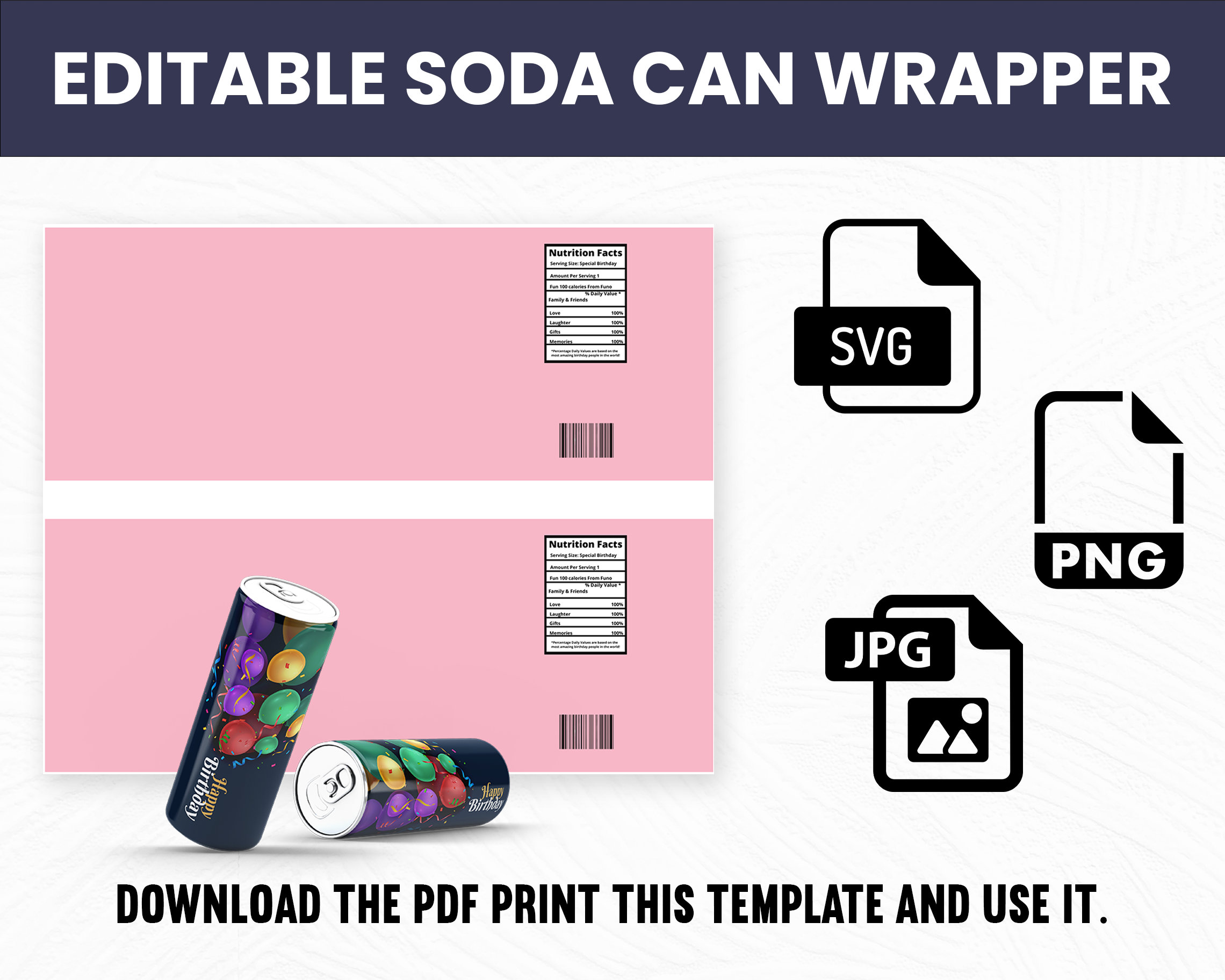 Soda Can Template Soda Can Wrapper Template Party Favor Template Chip ...