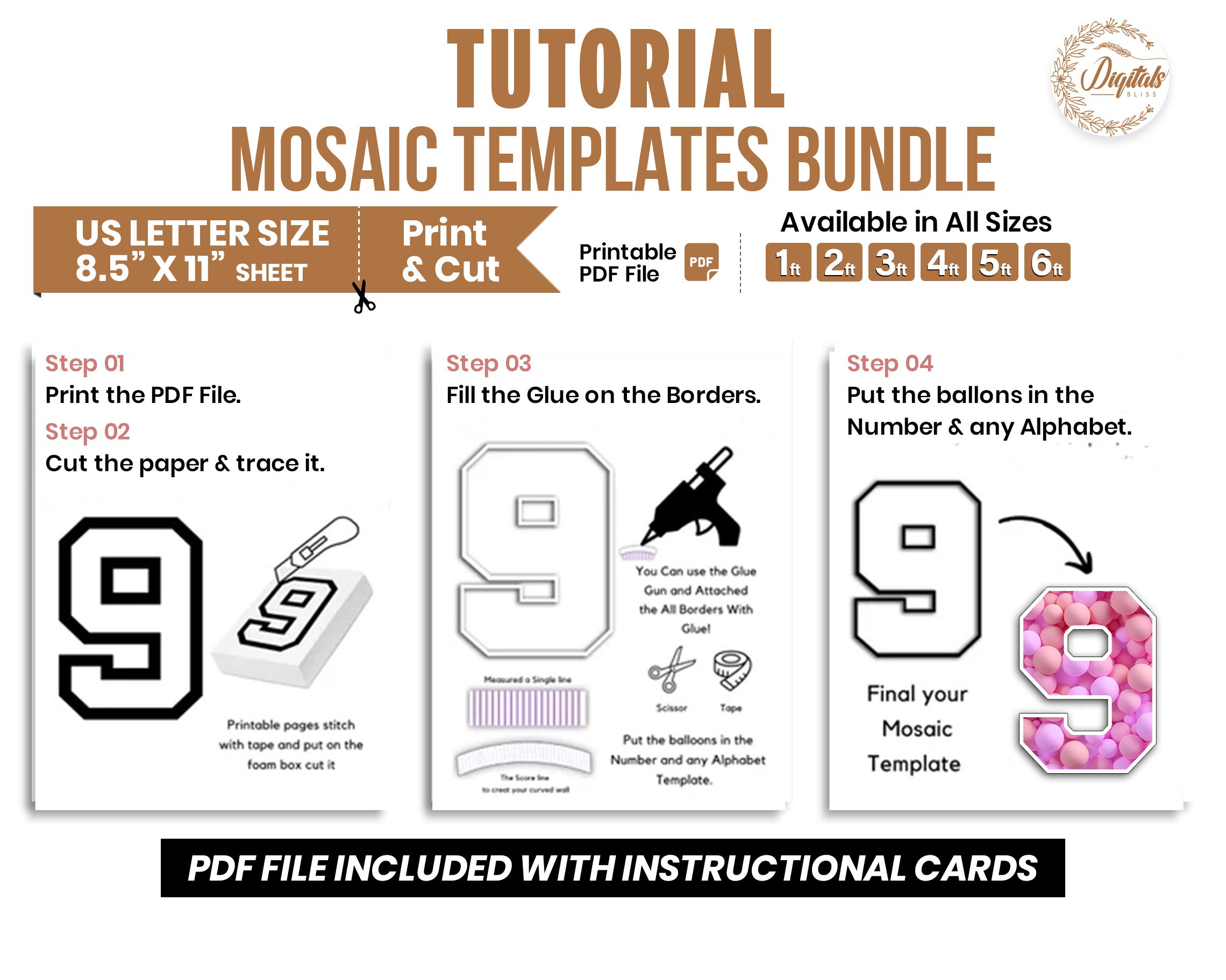 1-6ft All Size Balloon Mosaic All Letters Numbers Balloon Mosaic ...