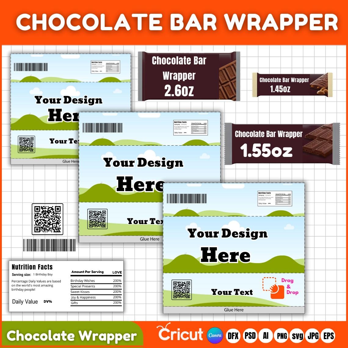 Chocolate Bar Wrapper Template, Candy Bar Wrapper, Chocolate Wrapper ...