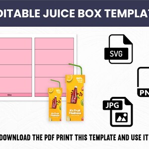 Juice Box Template | Juice Box Wrapper | Juice Label Template | Party Juice Box | Editable ...