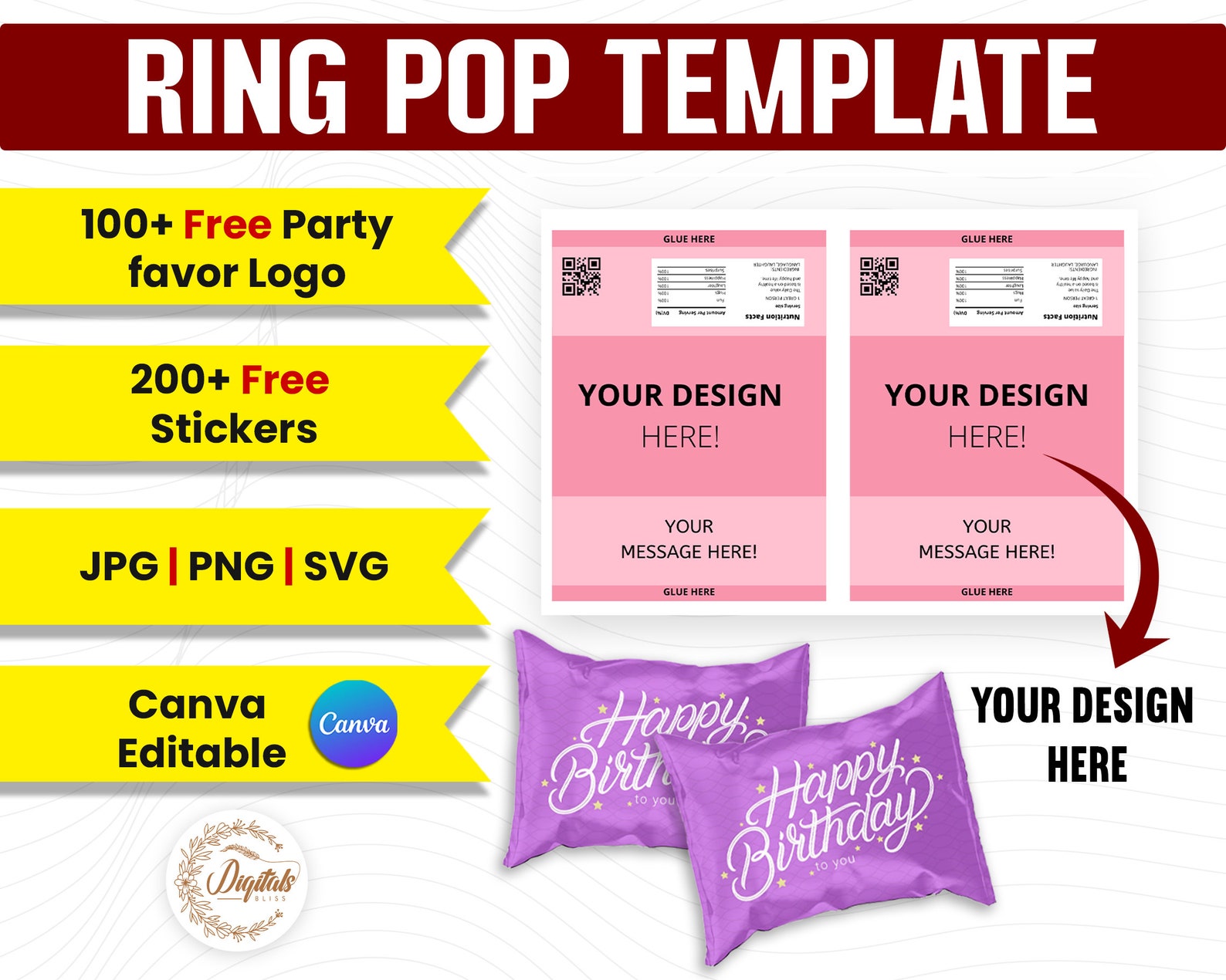 Ring Pop Template | Ring Pop Wrapper | Ring Pop Wrapper Template | Ring ...